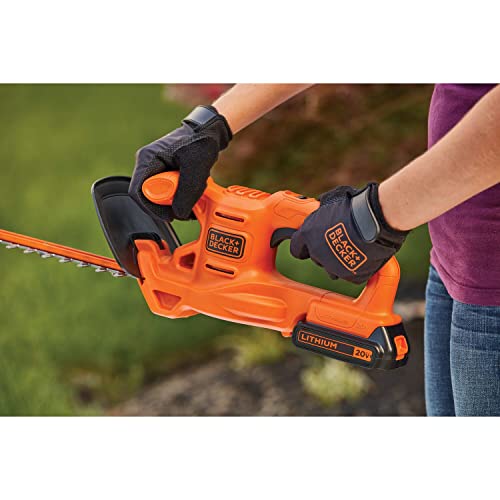 BLACK+DECKER 20V MAX Cordless Hedge Trimmer, Battery & Charger Included (LHT218C1)