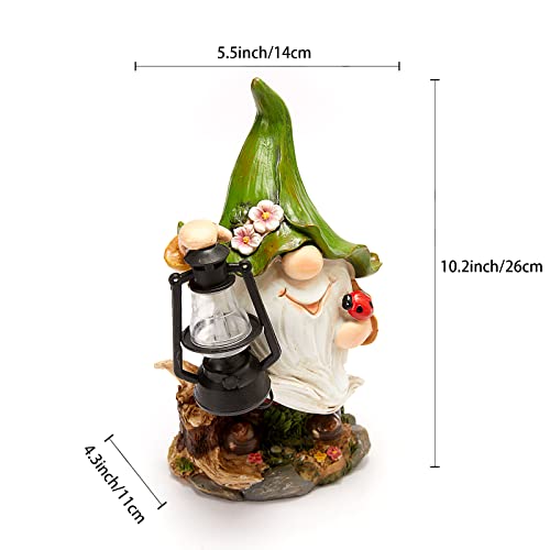 pearlstar Solar Outdoor Garden Statues Gnomes with LED Light Yard Decor, Waterproof Solar Figurine Lights Lawn Dwarf Ornaments for Patio, Backyard, Mom Grandma Gift (Style3)