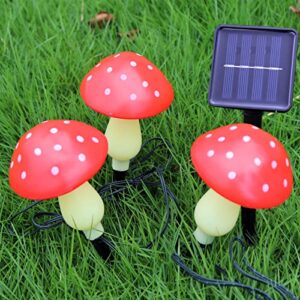 ausaye solar mushroom lights, garden outdoor decor stuff, 8 modes waterproof mushroom night light for garden pathway landscape yard easter pathway halloween xmas decorations 3 mushrooms red