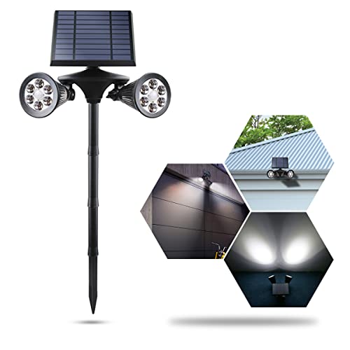 GUYULUX Solar Motion Lights Outdoor, Motion Activated Bright Light+Low Light Stay, Unique Optical Security Lights Dusk to Dawn, 4500mAh Solar Powered Flag Spotlights for Yard, Patio, Garden, 1-Pack