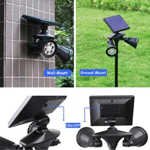 GUYULUX Solar Motion Lights Outdoor, Motion Activated Bright Light+Low Light Stay, Unique Optical Security Lights Dusk to Dawn, 4500mAh Solar Powered Flag Spotlights for Yard, Patio, Garden, 1-Pack