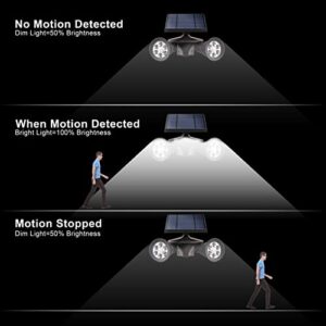 GUYULUX Solar Motion Lights Outdoor, Motion Activated Bright Light+Low Light Stay, Unique Optical Security Lights Dusk to Dawn, 4500mAh Solar Powered Flag Spotlights for Yard, Patio, Garden, 1-Pack