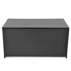 loibinfen Patio Storage Box Black 47.2"x19.7"x23.6" Poly Rattan Patio Garden Outdoor Storage Container for Toys, Furniture Deck box (Weight:26.9 lbs)