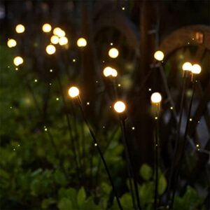 2 PCS Solar Powered Firefly Lights 8 LED Starburst Swaying Lights Swaying When Wind Blows IP65 Waterproof Decorative Solar Starburst Swaying Garden Lights for Yard Patio Pathway (Warm)