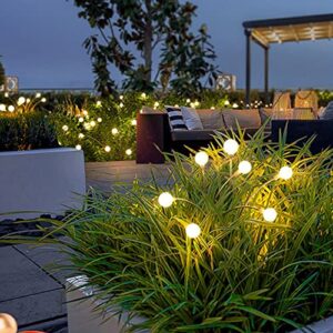 2 PCS Solar Powered Firefly Lights 8 LED Starburst Swaying Lights Swaying When Wind Blows IP65 Waterproof Decorative Solar Starburst Swaying Garden Lights for Yard Patio Pathway (Warm)