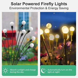 2 PCS Solar Powered Firefly Lights 8 LED Starburst Swaying Lights Swaying When Wind Blows IP65 Waterproof Decorative Solar Starburst Swaying Garden Lights for Yard Patio Pathway (Warm)