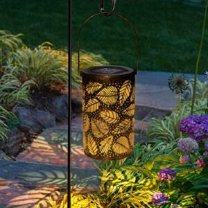 TAKE ME Solar Lantern Outdoor Waterproof Garden Hanging Lights Metal Leaf Pattern Lights for Garden Gifts Mother's Day Gift (Leaf.)