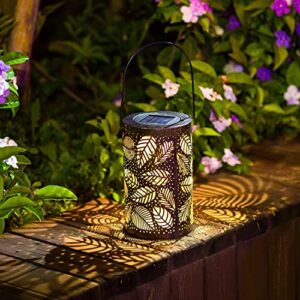 TAKE ME Solar Lantern Outdoor Waterproof Garden Hanging Lights Metal Leaf Pattern Lights for Garden Gifts Mother's Day Gift (Leaf.)