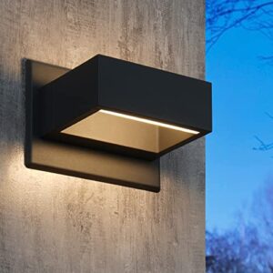 inowel outdoor wall light up down led wall sconce porch lamp black modern exterior light fixture aluminum lights for porch front door garden yard patio ip54 waterproof 7.5w 240lm 3000k