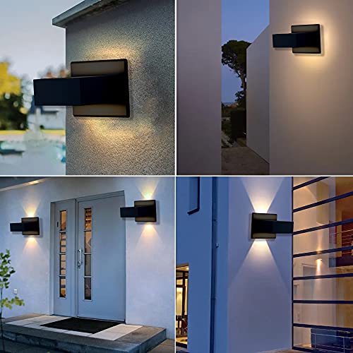 Inowel Outdoor Wall Light Up Down LED Wall Sconce Porch Lamp Black Modern Exterior Light Fixture Aluminum Lights for Porch Front Door Garden Yard Patio IP54 Waterproof 7.5W 240Lm 3000K