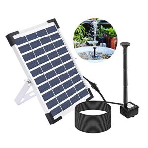 gofei solar fountain pump, solar submersible circulation pump with 3 nozzles, 5w solar panel water fountain, for bird bath/garden/pond