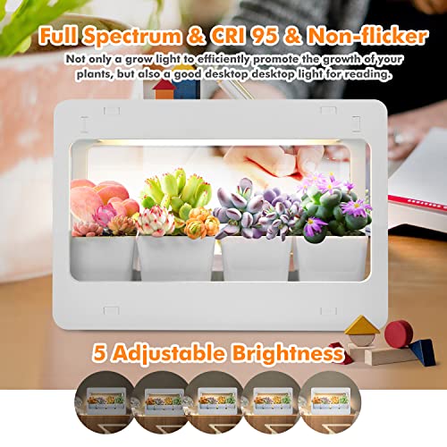 GrowLED Indoor Herb Garden Grow Light Window Frame Shelf Greenhouse Kit Gifts Ideas for Kitchen Veggie Lettuce, Countertop Garden Kit, Tabletop Growing Light Planter, Aero Gardening System Planter