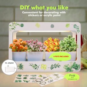 GrowLED Indoor Herb Garden Grow Light Window Frame Shelf Greenhouse Kit Gifts Ideas for Kitchen Veggie Lettuce, Countertop Garden Kit, Tabletop Growing Light Planter, Aero Gardening System Planter