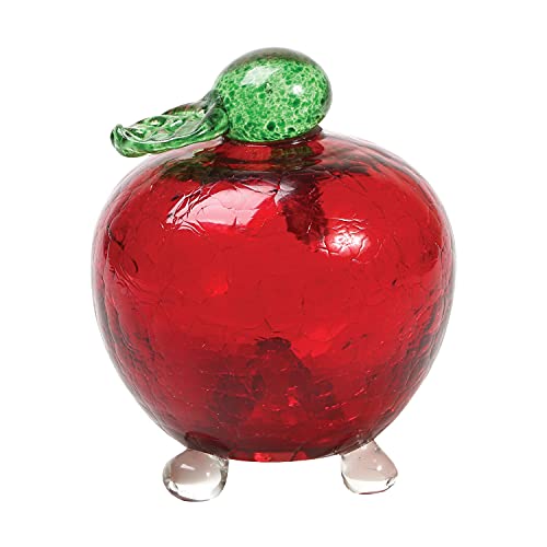 BW BRANDS Handmade Red Crackle Glass Apple Fruit Fly Trap,4.5"