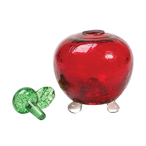 BW BRANDS Handmade Red Crackle Glass Apple Fruit Fly Trap,4.5"