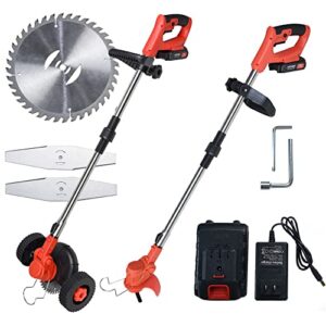 electric folding weed lawn wacker, heafront 24v battery powered adjustable height and angle weed eater cordless 5-position rotating head for garden beauty outdoor pruning yard pruning and lawn pruning