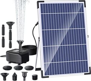 solar water fountain outdoor, 12 watt solar fountain pump kit, solar water pump kit adjustable with 7 water styles for garden fish pond pool hydroponics bird bath