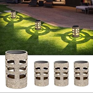 4 pack solar garden lights outdoor waterproof led, solar rock lights, solar yard lights,patio decorative landscape lights christmas decor,walkway solar lights for pathway grassland backyard driveway