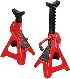 big red t42002a torin steel jack stands: double locking, 2 ton (4,000 lb) capacity, red, 1 pair