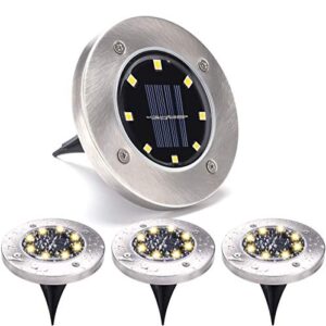 solar lights for landscape outdoor garden, lefyr 4 pack 8 led solar ground lights bright ip65 waterproof backyard landscape lighting solar powered disk natural spotlight for lawn pathway yard driveway