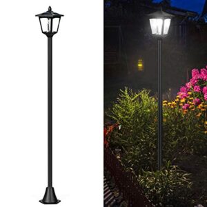 melunar 68.5″ solar lamp post lights, waterproof outdoor solar powered vintage street lights for backyard, patio, garden, lawn, pathway, driveway, 2 modes