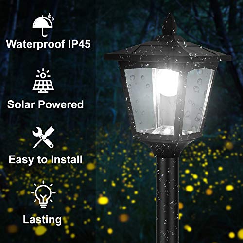 Melunar 68.5" Solar Lamp Post Lights, Waterproof Outdoor Solar Powered Vintage Street Lights for Backyard, Patio, Garden, Lawn, Pathway, Driveway, 2 Modes