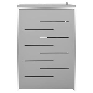 loibinfen Metal Quadruple Outdoor Wheelie Storage Bin Shed with Handy Door and Locking System for Barkyard Outdoor Patio Garden 27.2"x30.5"x45.3" Gray