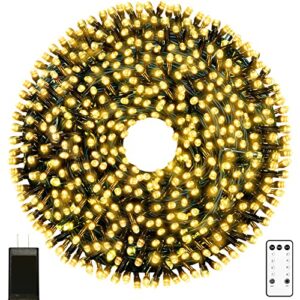 warm yellow christmas halloween 320 led string lights 122ft outdoor string lights with 8 modes plug in waterproof fairy lights indoor for party carnival supplies, outdoor patio yard lawn garden decor