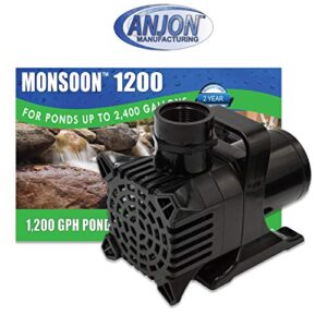 Anjon Manufacturing Monsoon Series 1200 GPH Submersible Pond and Water Garden Pump - MS-1200