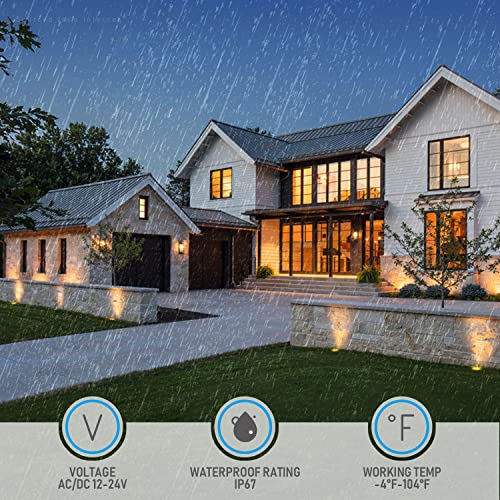 LEONLITE 3W Well Lights Landscape LED In Ground, 320LM 12-24V AC/DC Landscape Pathway Lights, IP67 Waterproof Aluminum Paver Light, 3000K Warm White CRI 90 for Garden Yard, Pebble Grey, Pack of 6