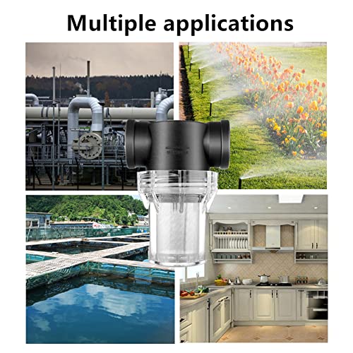 Garden Hose Sediment Filter Attachment Water Filter T Strainer 3/4" with 40Mesh Filter Screen Plastic Inline Hose Filter Twist-On Pipe Strainer for Pressure Washer,RV