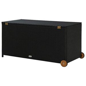 loibinfen Patio Storage Box Black Patio Garden Outdoor Storage Container for Toys, Furniture Deck box 47.2"x25.6"x24" Poly Rattan (Weight:30.86 lbs)