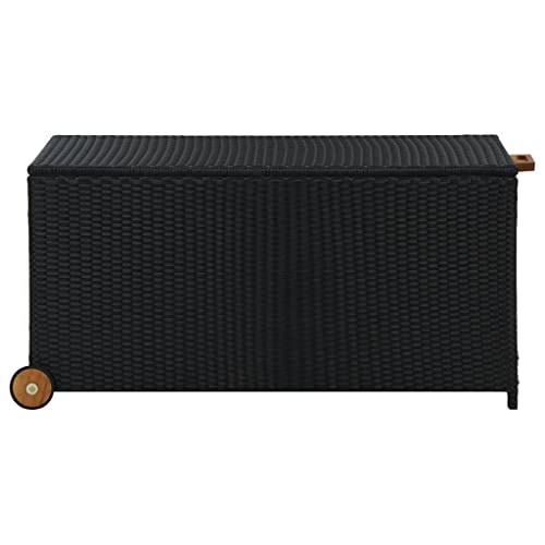 loibinfen Patio Storage Box Black Patio Garden Outdoor Storage Container for Toys, Furniture Deck box 47.2"x25.6"x24" Poly Rattan (Weight:30.86 lbs)