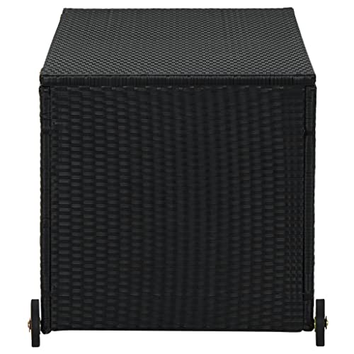 loibinfen Patio Storage Box Black Patio Garden Outdoor Storage Container for Toys, Furniture Deck box 47.2"x25.6"x24" Poly Rattan (Weight:30.86 lbs)