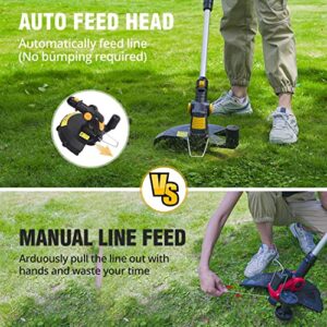 NaTiddy Cordless String Trimmer,12 Inch 4.0Ah Battery Powered Weed Wacker 20v Electric Weed Eater, 2 in1 Battery Weed Trimmer Edger Lightweight Grass Trimmer for Home Garden, Lawn, Yard, Trimming