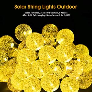 Kosuroum Christmas Crystal Lights 40 LED 25ft 8 Modes Super Bright Crystal Globe Solar String Lights,Waterproof Solar Ball Lights for Christmas Tree Decor Home Garden Patio Gazebo Yard Wedding Party