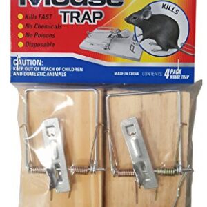 PIC Wood Mouse Traps, 4 Count