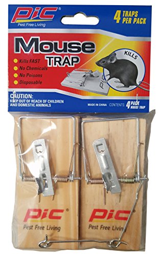 PIC Wood Mouse Traps, 4 Count