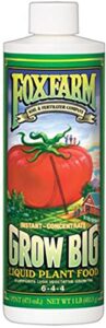 fox farm 6-4-4, 1-pint fx14092 grow big liquid concentrate fertilizer, soil npk 6-4, white