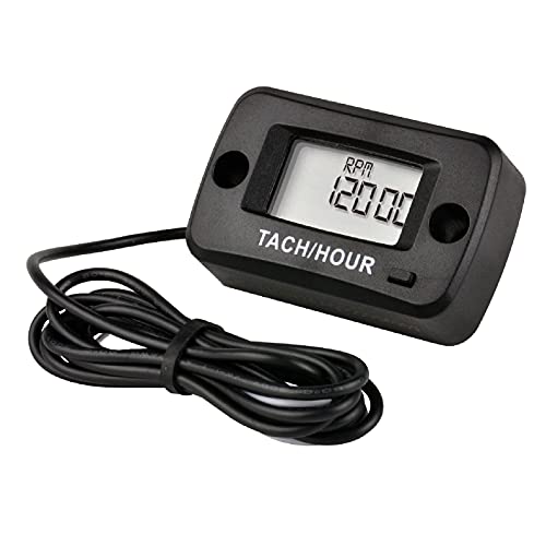 HonorMeet Digital Lawn Mower Hours Tachometer,Small Engine Tachometer with Real-time RPM & Max RPM Display,Water Resistance Design for Gas Powered Garden Tractor Generator Compressor Boat Motorcycle.