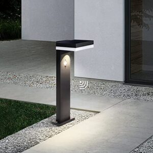 tjcolux outdoor solar landscape path light with motion sensor, aluminum black pathway light for garden lawn yard walkway driveway, ip44 waterproof, 4000k