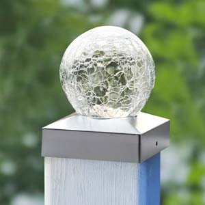 SUNNYPARK 4x4 Solar Post Cap Lights Deck Fence Outdoor Railing Lights Decorative Solar Powered Gazing Ball Caps LED Lamp for Garden, Patio, Pathway