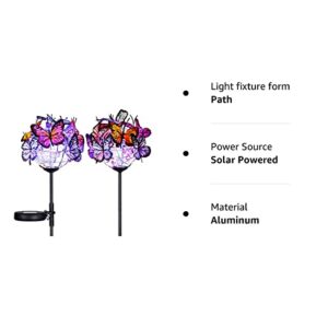 Doingart Outdoor Solar Garden Lights - 2 Pack Solar Powered Garden Stake Lights with 18 Butterflies and Copper String Lights, Multicolor