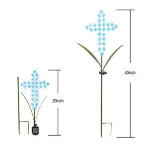 Joyathome Solar Cross Garden Stake Outdoor Lights, 40 Inch Solar Powered Cross Lights Stake with 24 LED Decorative Flower Lights for Remembrance Gifts