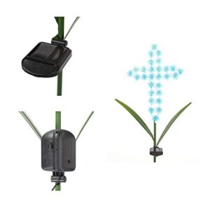 Joyathome Solar Cross Garden Stake Outdoor Lights, 40 Inch Solar Powered Cross Lights Stake with 24 LED Decorative Flower Lights for Remembrance Gifts