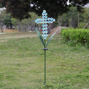 Joyathome Solar Cross Garden Stake Outdoor Lights, 40 Inch Solar Powered Cross Lights Stake with 24 LED Decorative Flower Lights for Remembrance Gifts