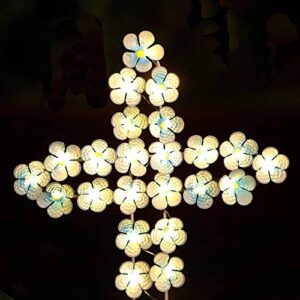 Joyathome Solar Cross Garden Stake Outdoor Lights, 40 Inch Solar Powered Cross Lights Stake with 24 LED Decorative Flower Lights for Remembrance Gifts