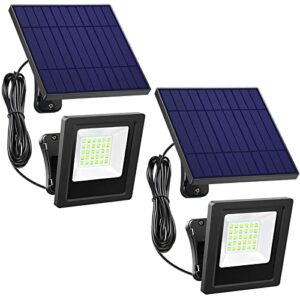 awanber solar powered lights outdoor, 2 pack wall mount solar dusk to dawn lights with ip65 waterproof, super bright solar security flood lights for patio, barn, garden, pathway,yard, lawn, balcony