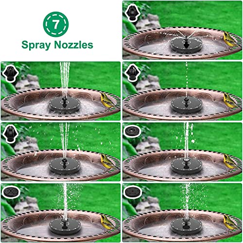 GAIZERL Solar Fountain Glass Panel and 3.5W Solar Water Fountain with 21 LED Lights, Solar Fountain Pump for Bird Bath with 4 DIY Stickers & 7 Nozzles for Garden Outdoor