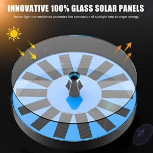 GAIZERL Solar Fountain Glass Panel and 3.5W Solar Water Fountain with 21 LED Lights, Solar Fountain Pump for Bird Bath with 4 DIY Stickers & 7 Nozzles for Garden Outdoor